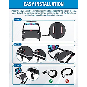 New Tread Laptop Tray, Treadmill Desk Tray, Upgrade 36" Treadmill Laptop Holder, Ergonomic Treadmill Laptop Desk with Protective Guard & Tablet Holder for Phone, Exercise Workstation, Easy Mount Tray