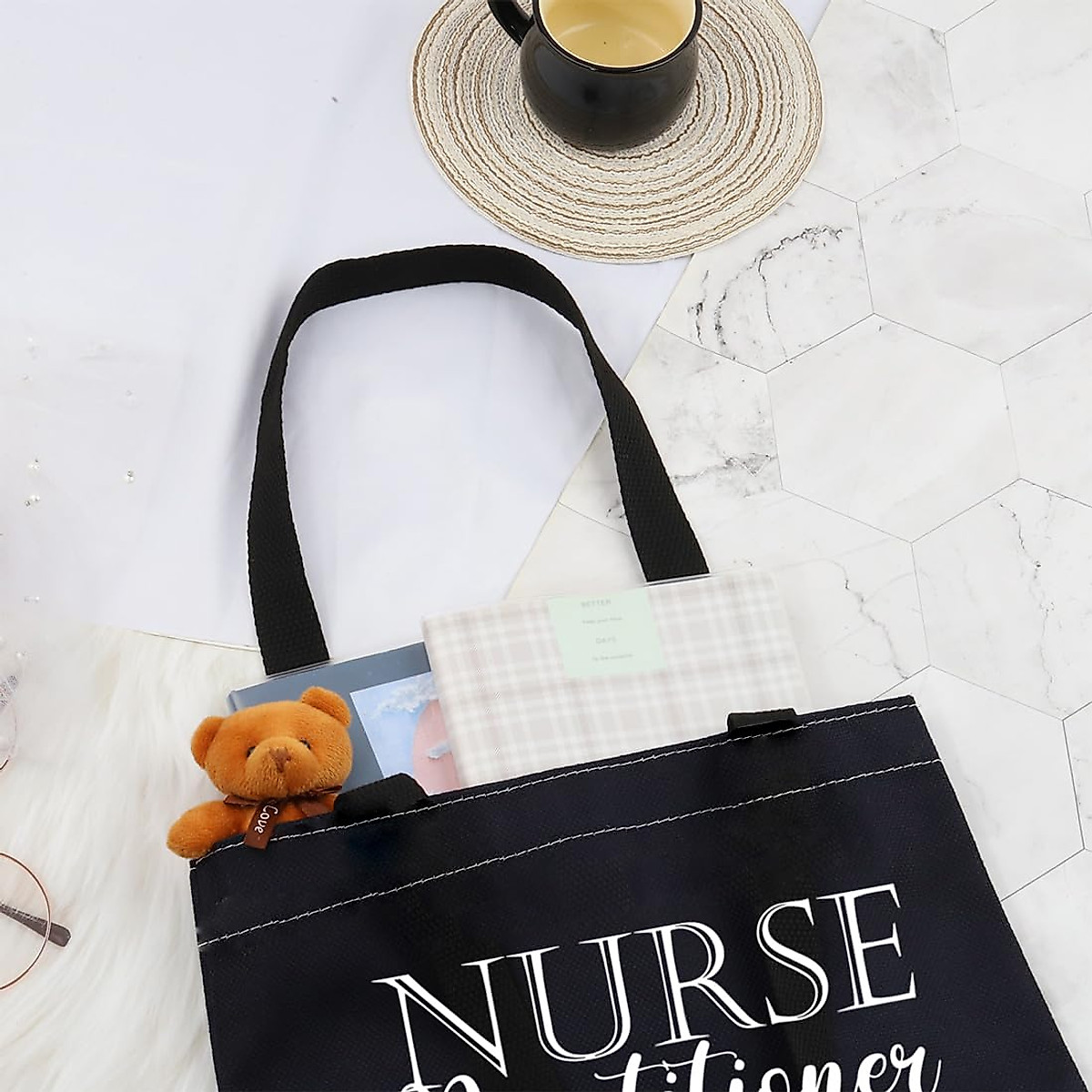VAMSII Nurse Practitioner Tote Bag for Women NP Graduation Gifts Shoulder Bag Np Nurse Doctor Gifts Medical Gifts (Black)