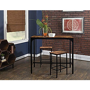 VEIKOU 47'' Bar Height Table Industrial Dining Table, Counter Height Bar Table with Adjustable Legs, Tall Pub Table with Metal Frame, Rustic Brown