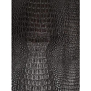 Vinyl Crocodile Allie Fake Leather Upholstery 54" Wide Fabric by The Yard (Ebony Black)