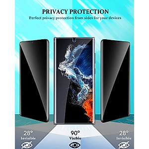 Kanosan for Galaxy S23 Ultra Privacy Screen Protector with Black Aluminium Alloy Camera Lens Protector, Anti-Spy Flexible TPU Film [Support Fingerprint ID] for Samsung Galaxy S23 Ultra 5G