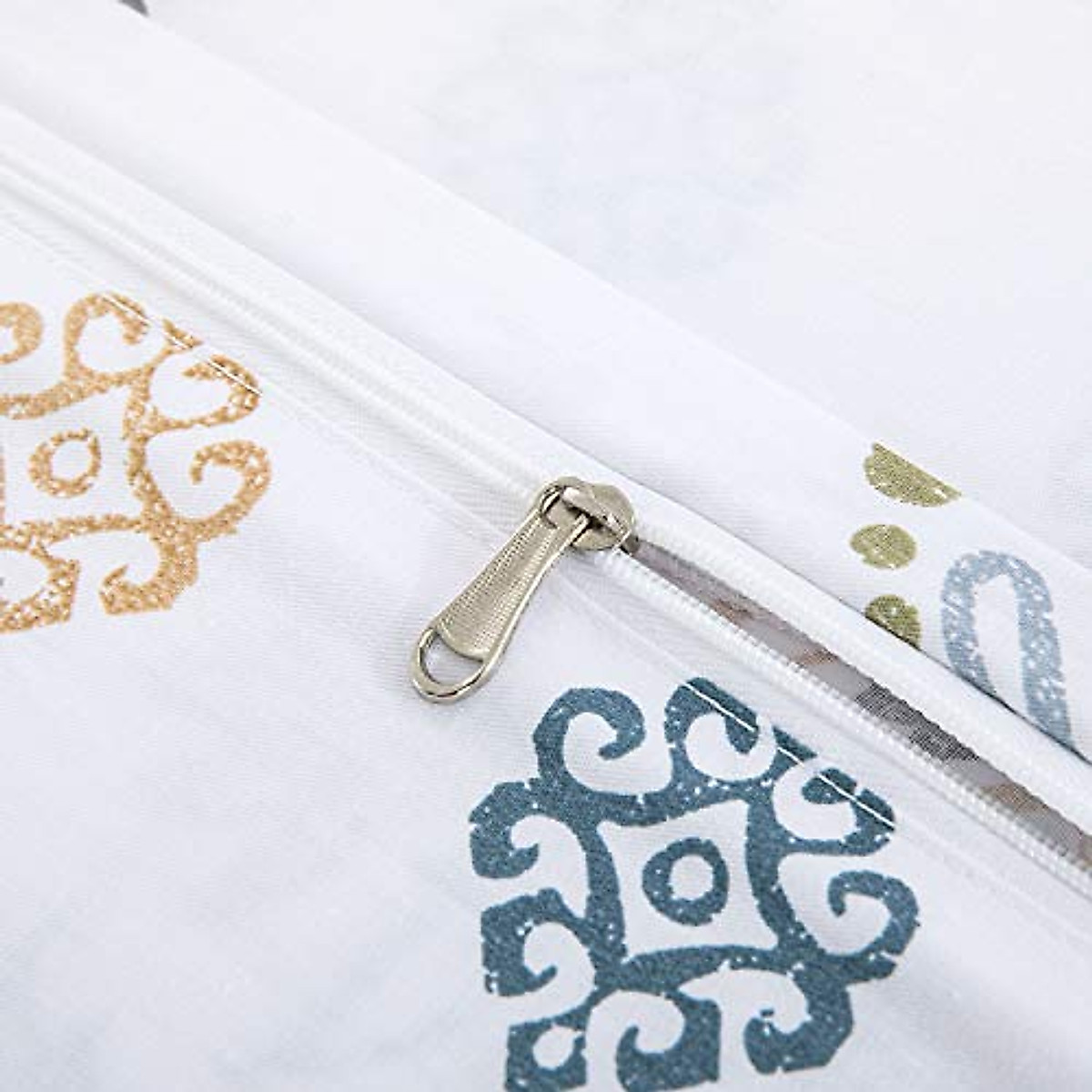 JUCFHY Queen Size Hotel Collections Super Soft Egyptian Cotton 3 Piece Modern Bedding Medallion Damask Duvet Cover Set-1000-Thread-Count Bedding Set 1 Duvet Cover and 2 Pillow Shams