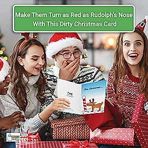 Hilarious Rudolph Christmas Greeting Card Set by Witty Yeti. 10 Pack of 5"x7" Joke Cards. Funny Adult Holiday Stocking Stuffer for Men or Women. Give the Gift of Holiday Humor to Friends and Family