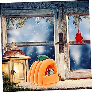 LIFKICH 1pc Hideout Cage Ferret Sugar Hedgehog Winter Accessory Hamster Mini Toy Nest Rat Animal Glider Pet Supple Mice Hut Plush Small Chinchilla House Guinea Habitat Squirrel Orange