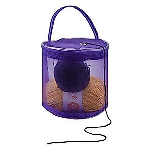 Timesuper Portable Yarn Crochet Thread Mesh Bag Wool Storage Bag Organizer Knitting Bag,Purple,S