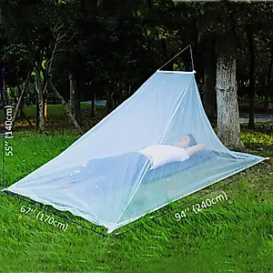 No-See-Um Camping Mosquito Net Bed Compact and Ultra-Light for Travel，Finest Holes Mesh 2000 Noseeum Netting for Camping and Hiking, Without Sleeping Mat (Double Light Grey Color)