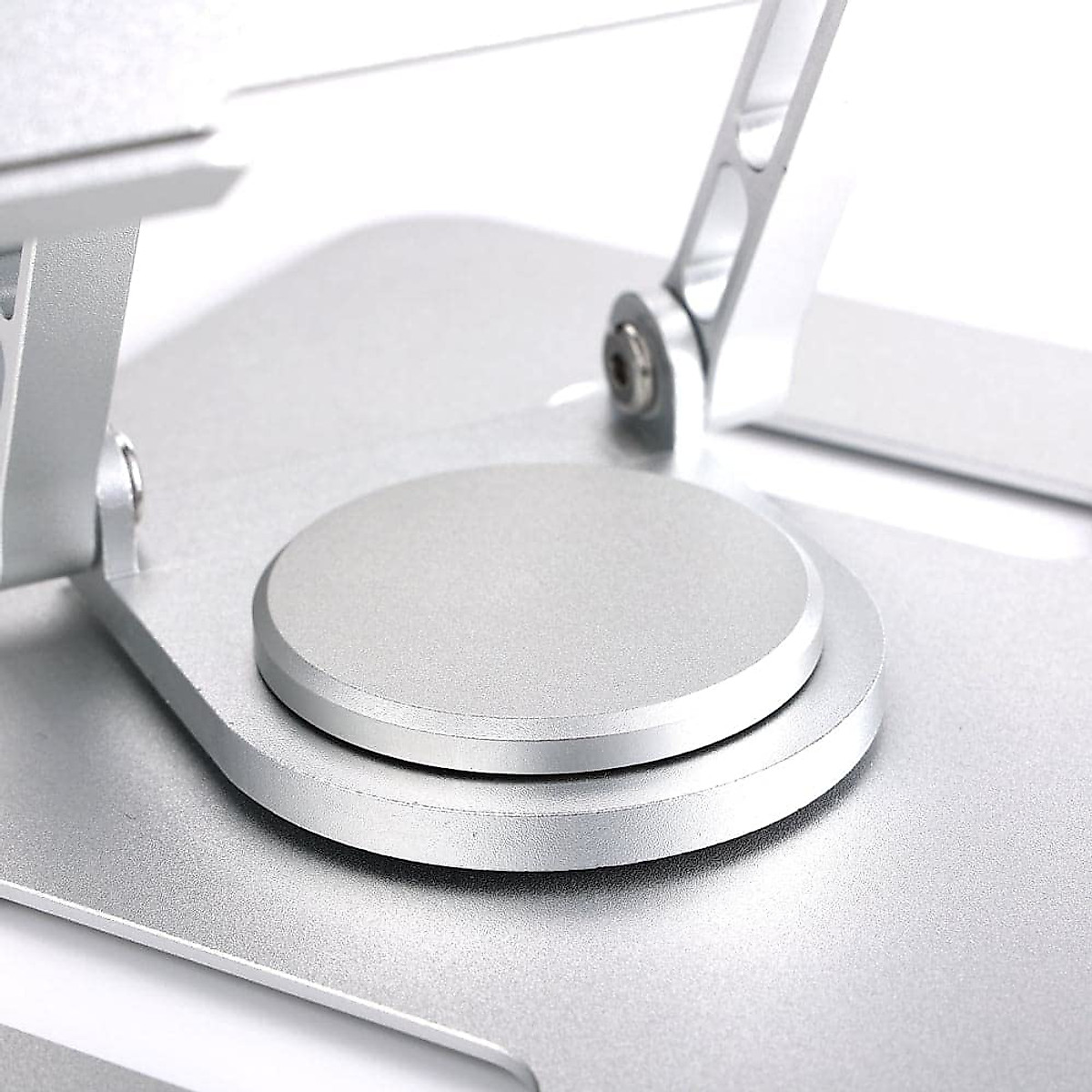 UPERFECT Portable Monitor Stand, Adjustable Laptop Stand with 360 Rotating Base, Ergonomic Laptop Riser for Desk, Heavy Duty Aluminum Stand for 7-18.5 Inch Monitor/Laptops/Tablet, Silver