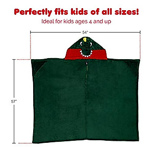 Silver Lilly Dinosaur Wearable Hooded Blanket - Soft Fleece Animal Wrap Around Dress-Up Costume Throw Blanket Cloak for Kids
