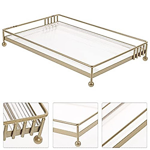 Cabilock Bathroom Organizer Vanity Tray Bathroom Countertop Organizer Sink Dresser Makeup Organizer Cosmetics Holder Spices Rack Bathtub Tray for Tissues Candles Towel Soap Vanity Organizer