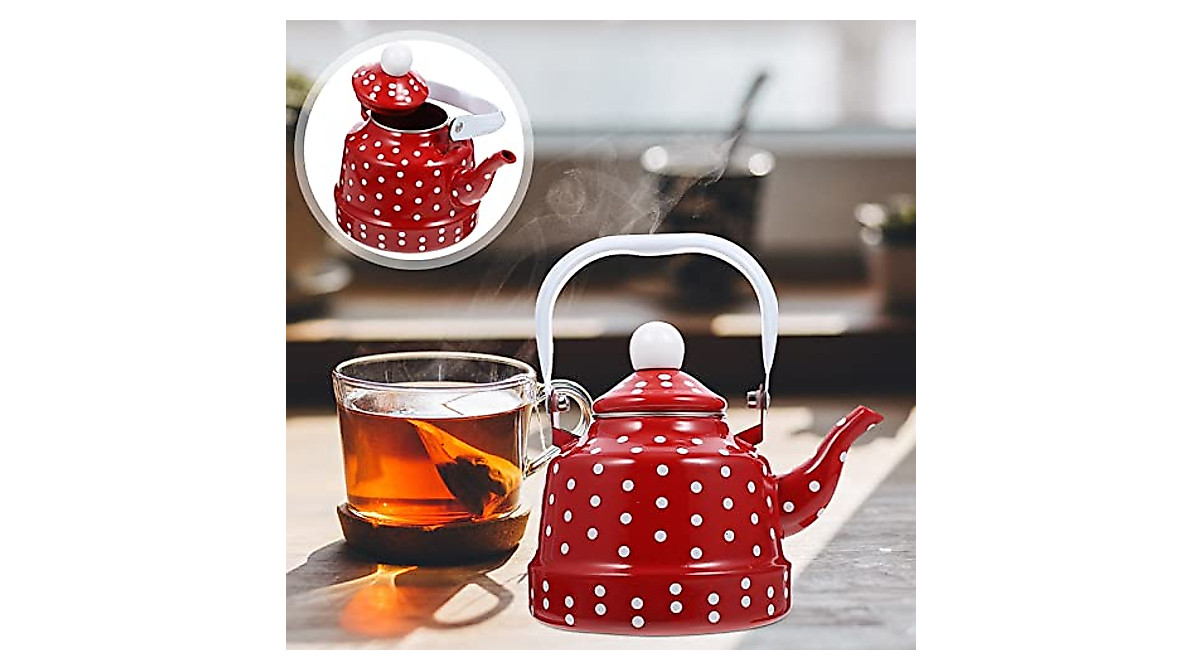 Large Floral Enamel Tea Kettle - Stylish & Functional