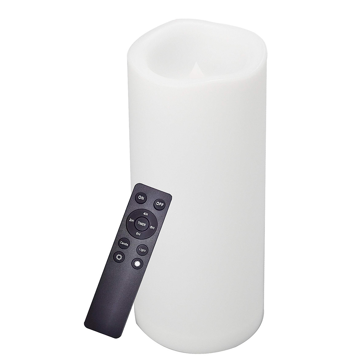 Outdoor Waterproof Large Led Flameless Candle with Remote Timer Long Lasting Battery Operated Plastic Electric Resin Pillar Candle light for Home Garden Patio Xmas Wedding Party Decorations 4”X10”