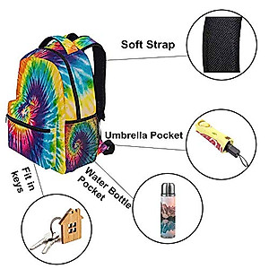 Wamika Red Tartan Plaid School Backpack Waterproof Shoulder Bookbag, Color2, Tie Dye, 11.5X8X16 IN