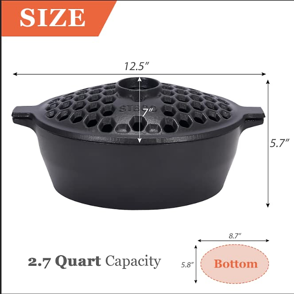 Wood Stove Steamer, Cast Iron Fireplace Humidifier, Indoor Humidifier for Home Heating, Black Bowl Fireplace Stove Covers Accessories Decorative, Matte Black Finish, Rust Resistant, 2.7 Quart Capacity