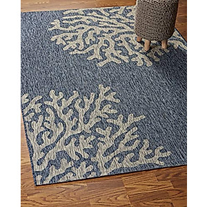 LR Home Captiva Belize Reef Indoor/Outdoor Area Rug, 5' x 7', Navy/Gray