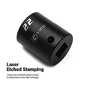 Capri Tools Shallow Impact Socket, 1/2-Inch Drive, 6-Point, Metric (25 mm)