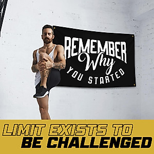 Gold Trident Remember Why You Started Motivational Gym Banner - Inspire Your Workout with this Banner - Perfect Fitness Wall Decor for Gym, Dorm - Stay Motivated with Cool Motivation Art - 3x5 Feet