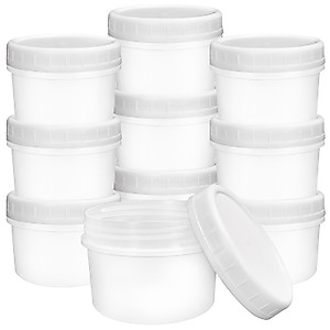 ISUSSER 10 Pack 4oz Reusable Small Plastic Containers with Screw Lids, Small Food Storage Freezer Containers, Deli Containers Stackable Food Storage Jars, Sauce Condiment Jars Lunch Box Accessories