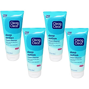 Clean & Clear Oil Free Deep Action Cream Cleanser, 6.5 Ounce (Value Pack of 4)