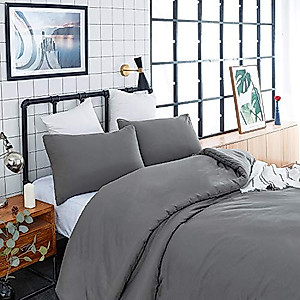 CLOTHKNOW Grey Comforter Sets Queen Dark Gray Bedding Comforter Sets Mens Boys Comforter Charcoal Comforter Queen Sets Dark Gray Bed Comforter Queen for Queen Bed Comforter 3Pcs Gray Queen Comforter