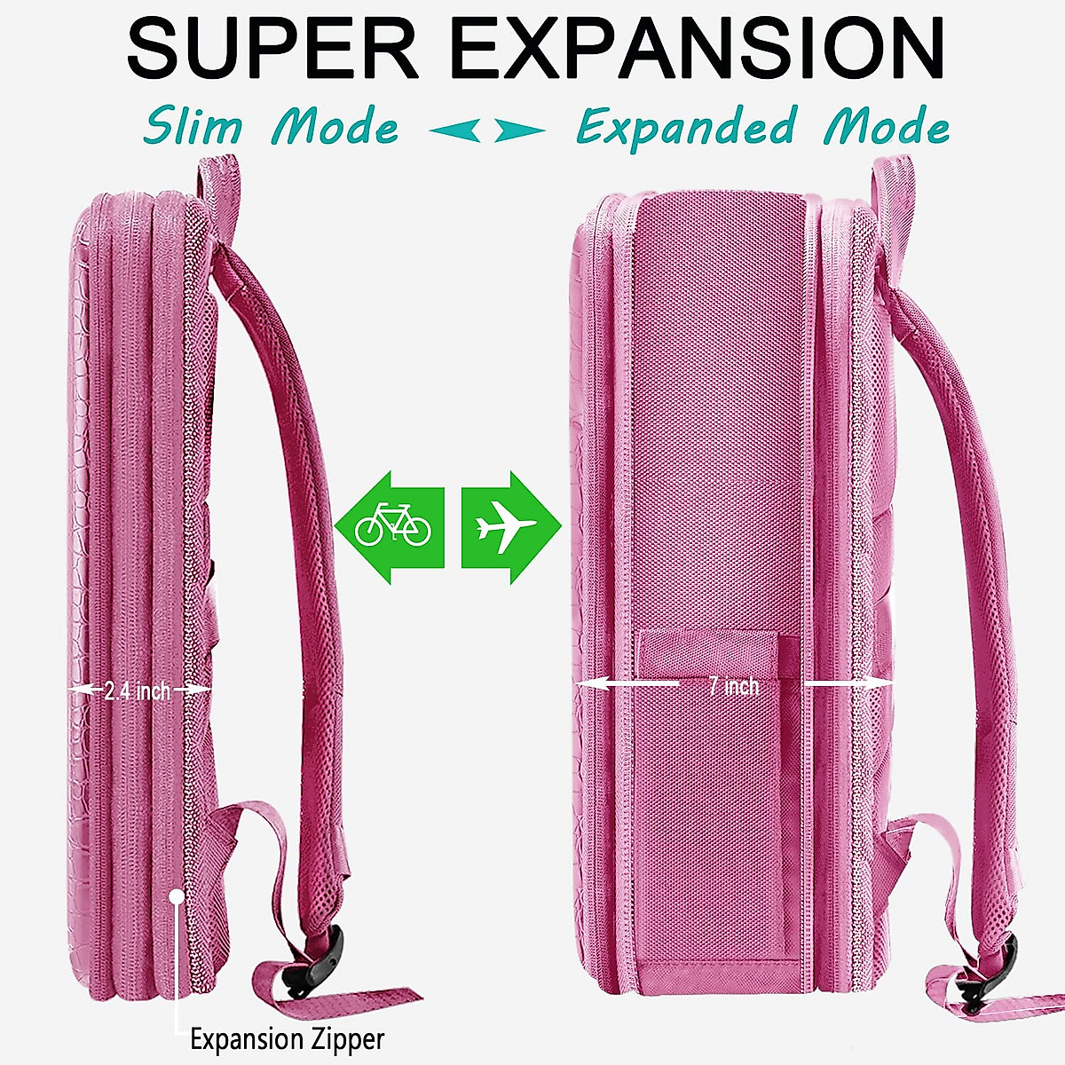 ZINZ Slim Laptop Backpack 15 15.6 16 Inch with Variable Capacity and USB Port, Anti-Theft Business Backpack Water-Resistant Travel Backpack Daypack, One-pices Shell Never Deformation,P01K01