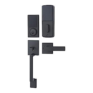 Amazon Basics Grade 3 Electronic Touchscreen Deadbolt Door Keypad Lock With Handleset, Matte Black, 133mm H Uppper x 294.5mmL lower
