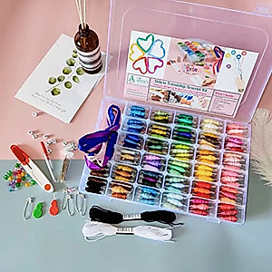 Friendship Bracelet String Kit - 276pcs Embroidery Floss and Accessories - Labeled with Thread Numbers for Cross Stitch Supplies, Embroidery, Cool String Art- Style for Teen or Girls