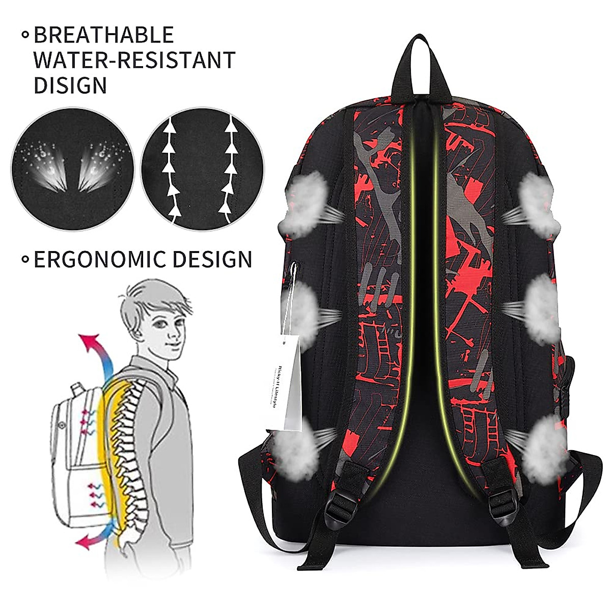 Rickyh style School Backpack Travel Bag for Men & Women, Lightweight College Back Pack with Laptop Compartment