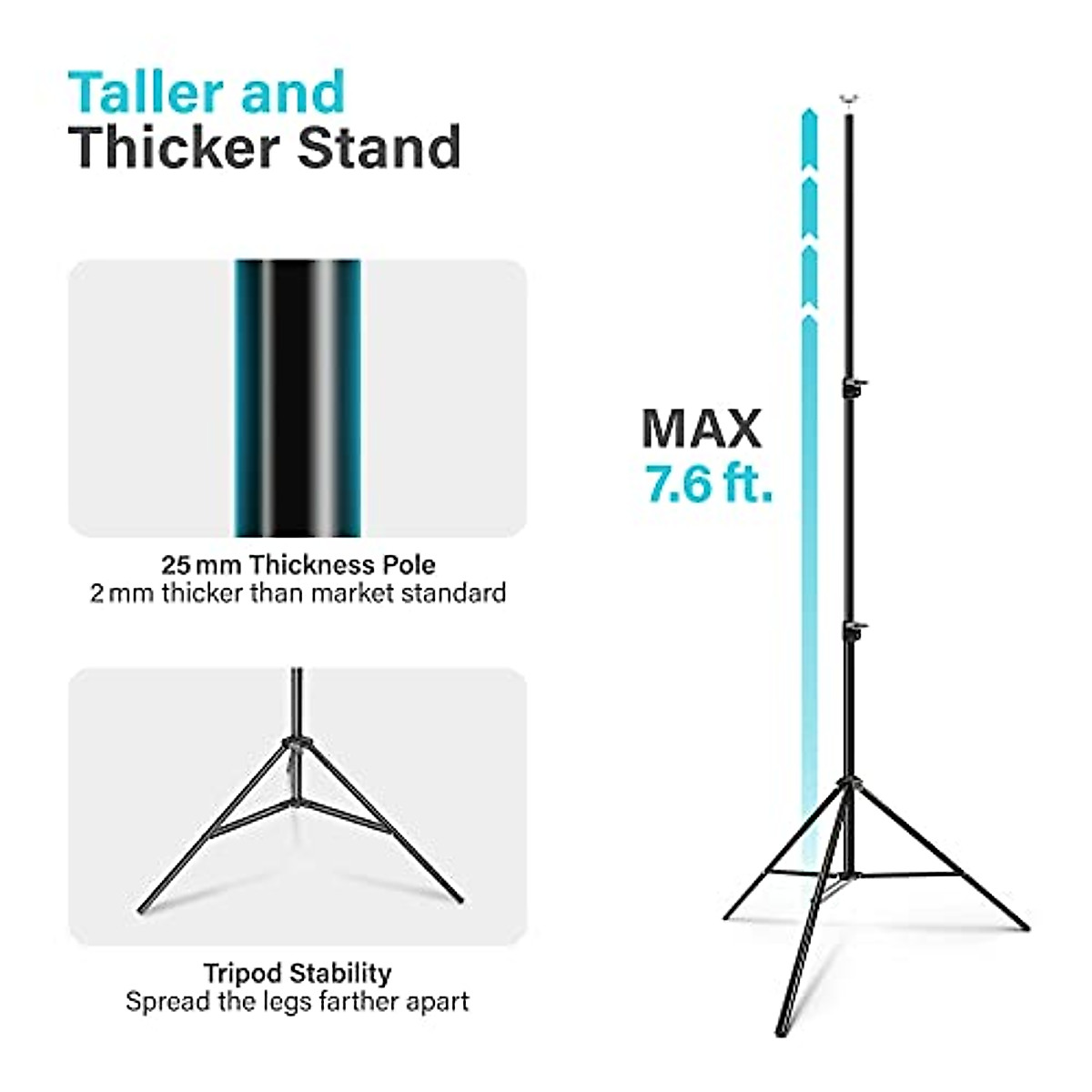 Julius Studio 10.1 ft. Extra Wide & 7.6 ft. Tall (122 x 91 inch) Backdrop Stand, Background Support Equipment, Great fit for 10 ft. Screens, Complete Accessory Kit for Photo Video Studio, JSAG283
