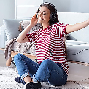 OneOdio A71 Portable Foldable Gaming Wired Over Ear Headphones with Stereo Sound and 360 Degree Boom Mic for PCs and Electronic Instruments, Black