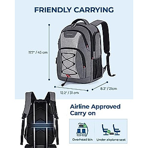 BAGSMART Travel Laptop Backpack, 15.6 inch Anti Theft Laptop Backpack With USB Charger Hole, Water Resistant Grey College bookbag for Women Men, Casual Daily Backpack for travel, Grey