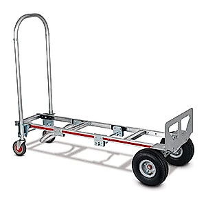 Magliner GMK81UA4 Gemini Sr Convertible Hand Truck, Pneumatic Wheels, 500 lbs Load Capacity, 61" Height, 55-3/4" Length x 21" Width , Silver