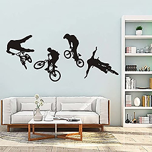 JUEKUI Bicycle Wall Sticker Art Living Room Bedroom BMX Bike Bicycle Wall Decor Sticker Vinyl Art Decal WS97 (Black)