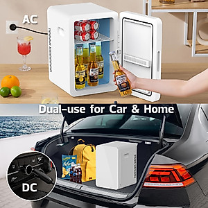 advwin 22L Mini Fridge for Bedroom, 30 Cans Portable Cooler & Warmer Compact Refrigerators with AC/DC Power for Skin Care, Beverage, Cosmetics, Food, Drinks, Office Desk Dorm Room, Chic White