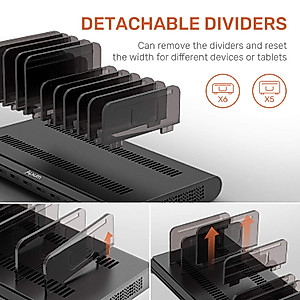 Alxum 10 Port USB Charging Station, 60W Mobile Charging Station with Multi-Port USB Fast Charger Stand for Mobile Phone, Tablet and More,Black