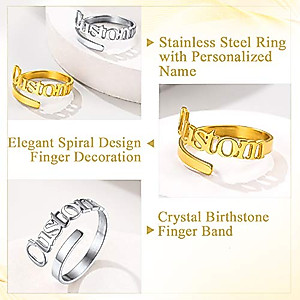 Custom4U 2 Name Rings Personalized for Women