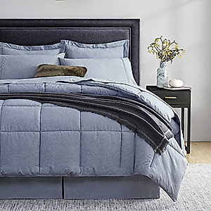 UMCHORD Queen Comforter Set, Blue 8 Pieces Bed in a Bag, Cationic Dyeing Bedding Sets, Lightweight All Season Down Alternative Bed Comforter Set (88"x88")