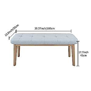 WoodShine Home Wood & Upholstered Bench for Kitchen, Dining Room, Living Room, Entryway, (Natural, 39.4inches)
