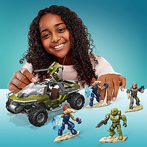 Mega Construx Halo Warthog Rally Vehicle Halo Infinite Construction Set with Master Chief Character Figure, Building Toys for Kids