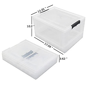 Rinboat 32 Quart Clear Collapsible Storage Box, Clear Plastic Storage Bins, 4 Packs