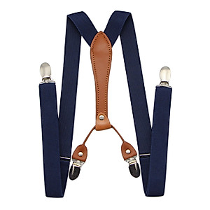 JAIFEI Suspenders & Bowtie Set- Men's Elastic X Band Suspenders + Bowtie For Wedding, Formal Events (Navy)