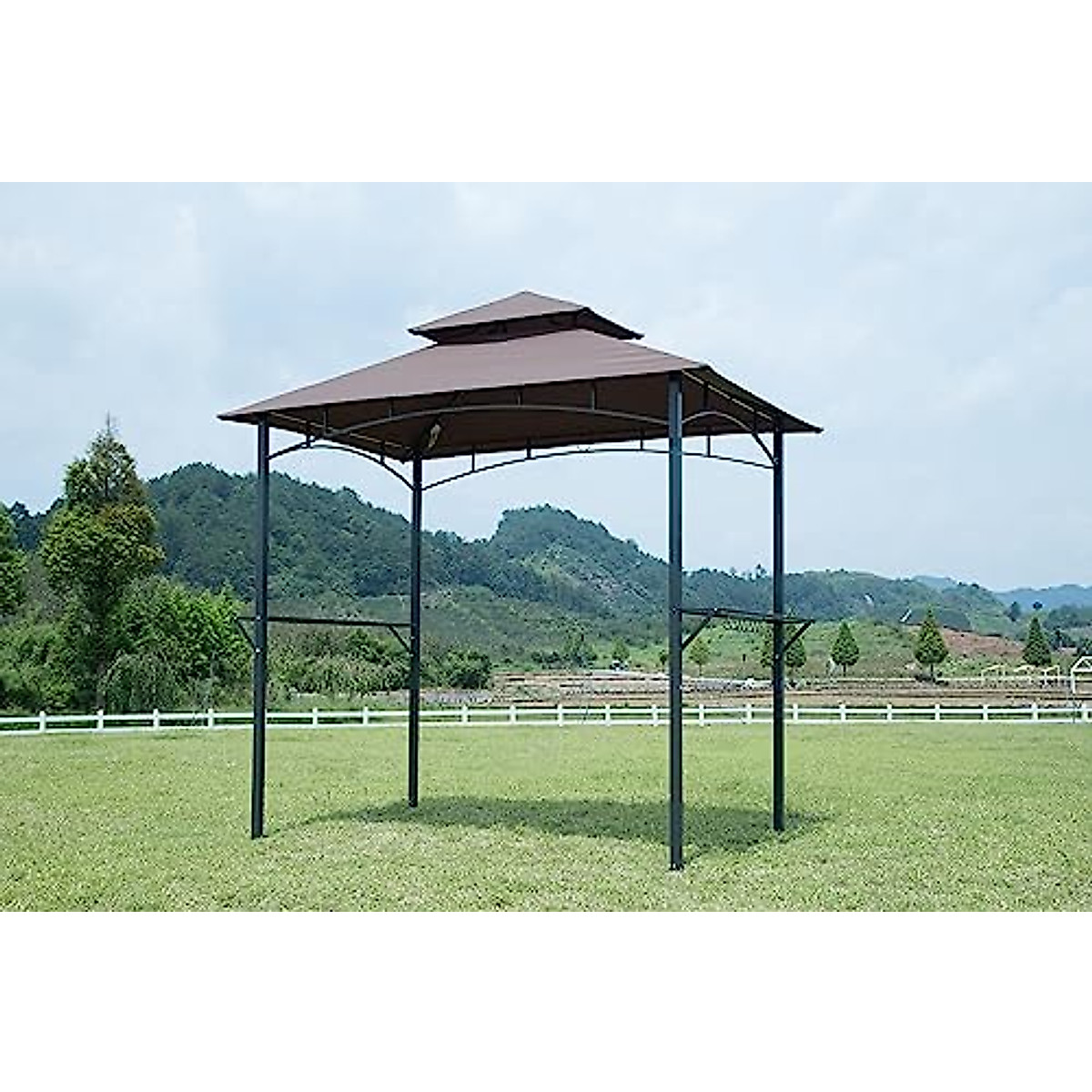 Outdoor Grill Gazebo BBQ Canopy for Outdoor Barbeque Shelter Girll Canopy Grill Gazebo Hardtop (L96 x W60 x H101 Inch) Red