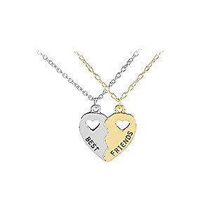 Best Friend Birthday Gifts for BFF Necklace for 2 Girls Friendship Gifts for Women Love Heart Necklace 2 Pcs