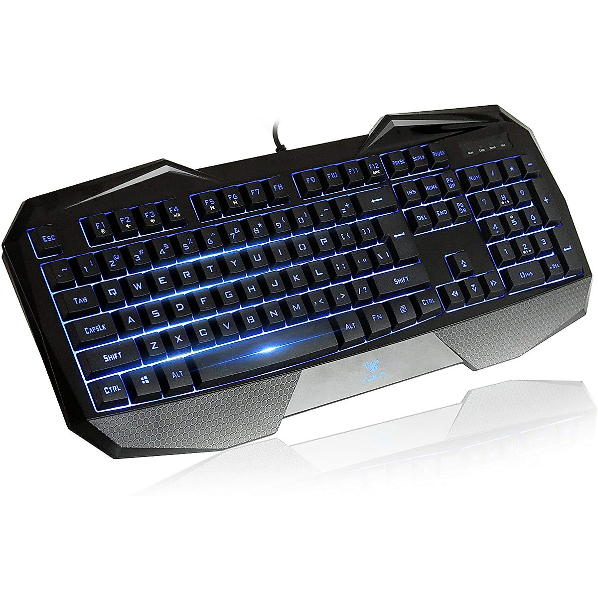 Beastron SI-859 Wired RGB Backlit Gaming Keyboard, LED 104 Keys USB Ergonomic Wrist Rest Spill-Resistant Design, Ultra-Slim Quiet Mechanical Feeling Keyboard for Windows PC Gamers, Black