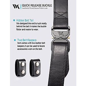 WOLFANT Leather Tactical Belt,100% Italian Solid Full Grain Leather Military Hiking Work Gun Belt with Quick Release Buckle…