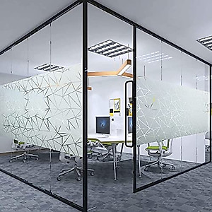 Beautysaid Window Privacy Film Frosted Glass Window Stickers: Bathroom Frosting Sun Blocking Static Cling Non-Adhesive Vinyl Removable Decorations Covers for Home Office 17.5x78.7inch