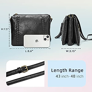 Keyli Small Crossbody Bag for Women Christmas Gifts Waterproof Leather Shoulder Bag 3 Layer Multi Pocket Crossbody Purse Lightweight Adjustable Strap Cross body Cell Phone Purse with Tassel Black