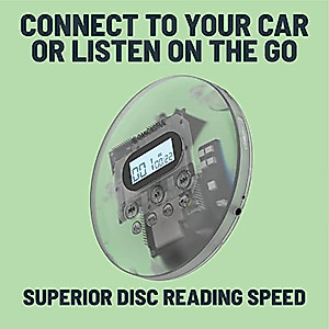 Oakcastle CD100 Rechargeable Bluetooth CD Player | 12hr Portable Playtime | in Car Compatible Personal CD Player | Headphones Included, AUX Output, Anti-Skip Protection, Custom EQ Modes, CD Walkman
