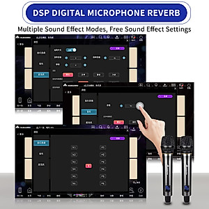 Chinese Karaoke Machine, 19 Inch Touch Screen Phone Remote & App Control Cloud Download Songs All in One Karaoke System with Wireless Mic, KTV Singing Karaoke Player for Family Bar Home Party