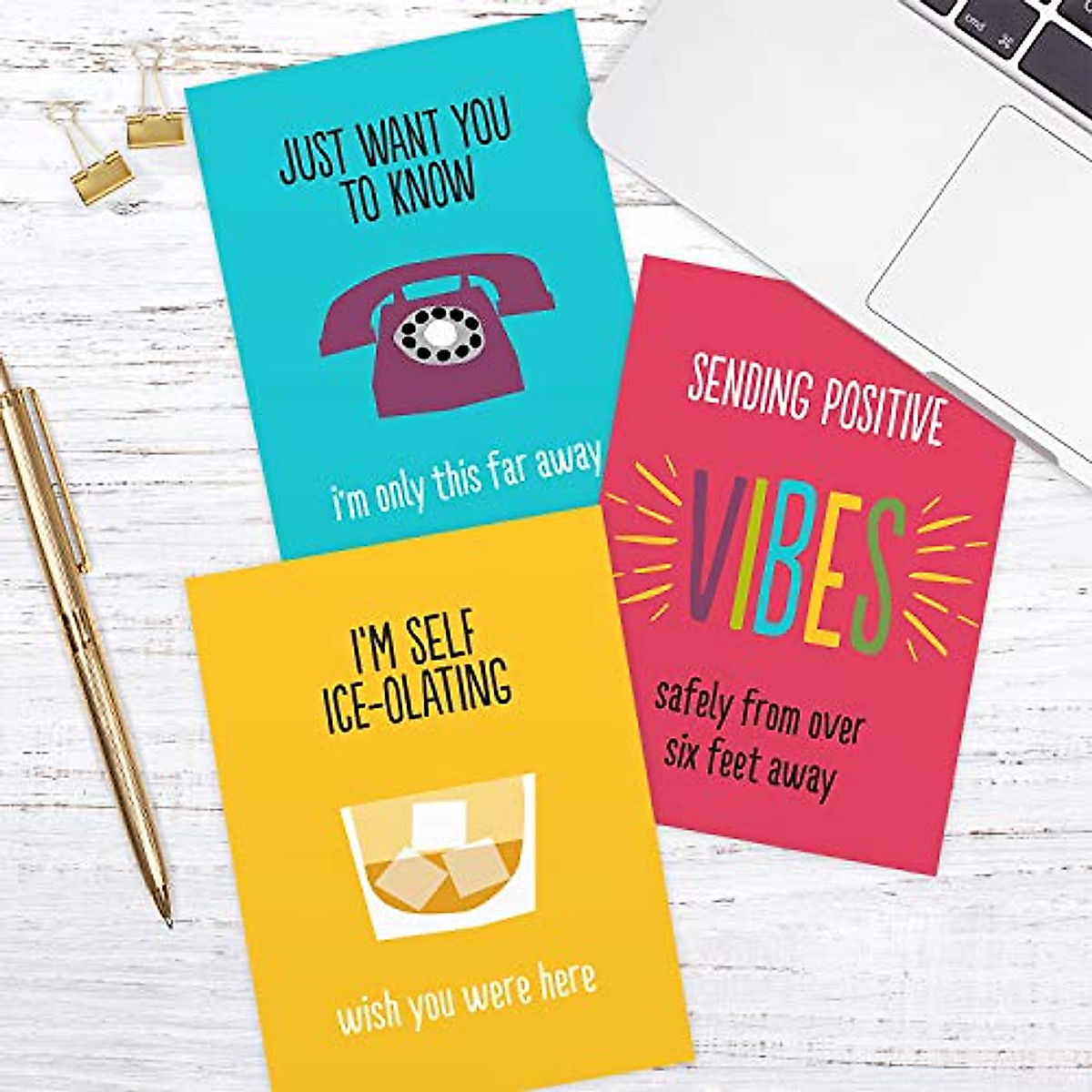 Motivational Quarantine Greeting Cards/Set Of 12 Day Brightening Cards / 5" x 7" Bright Encouraging Cards For COVID-19