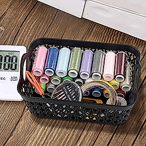 Yarebest 12-Pack Black Small Storage Basket Tray, Plastic Storage Tray